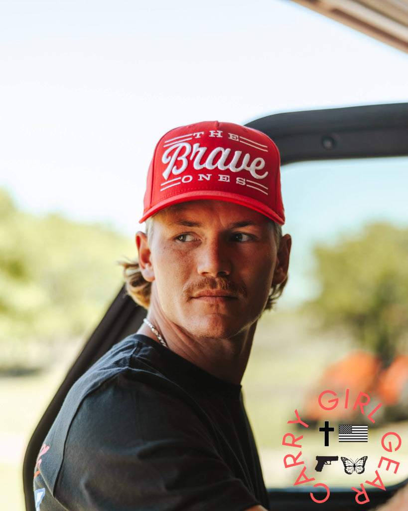 The Brave Script Classic Hat - Red | The Brave Ones – Carry Girl Gear